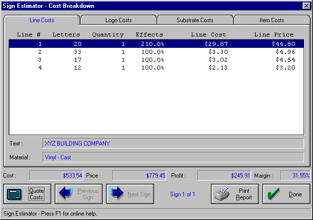 Sign Estimator - Estimating Software for the Sign Industry